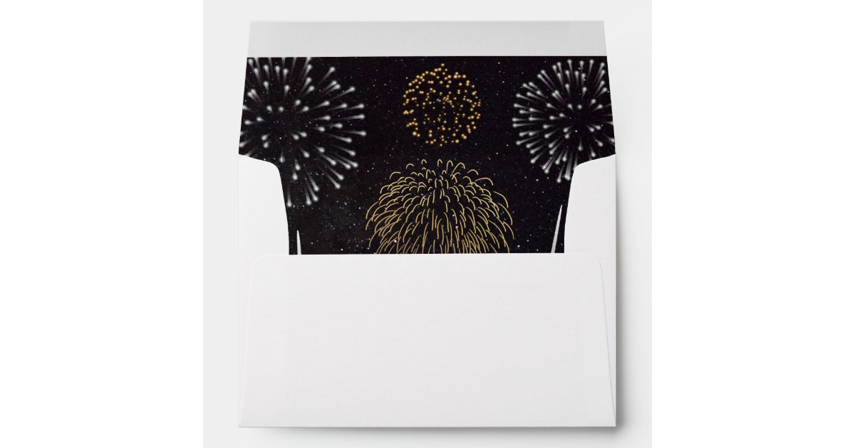 Fireworks Themed Black Gold Silver Wedding Envelope | Zazzle.com