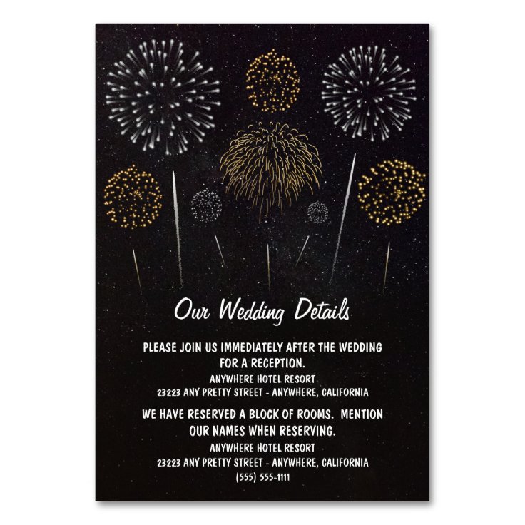 Fireworks Themed Sky Wedding Enclosure Cards | Zazzle