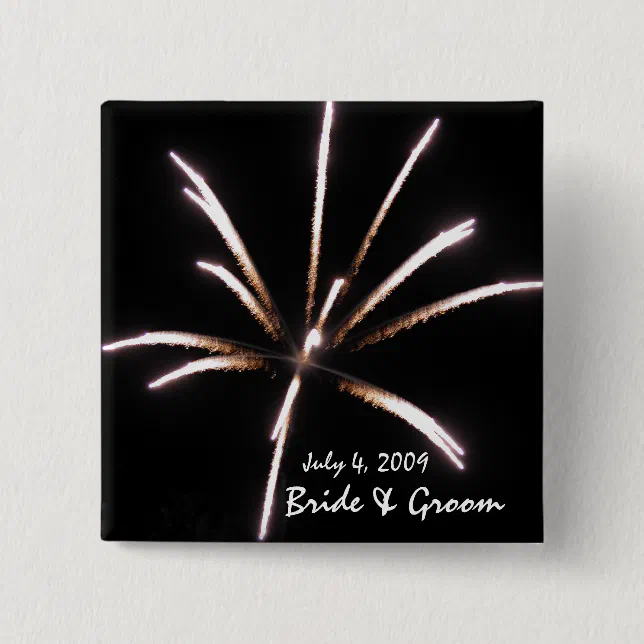 Fireworks Wedding Button | Zazzle