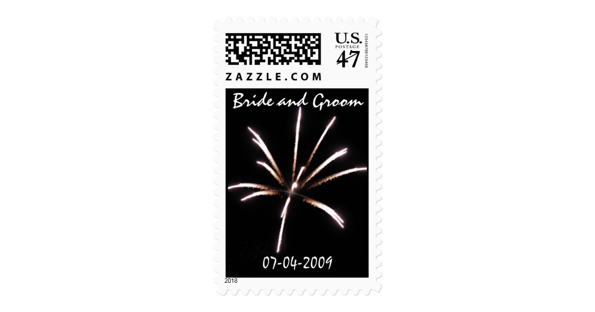 Fireworks Wedding Postage Stamp | Zazzle