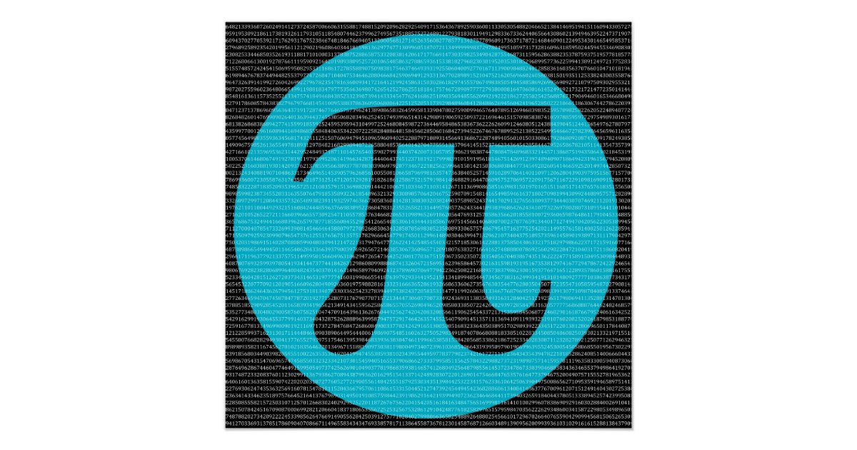First 10,000 digits of Pi, blue on black Poster | Zazzle