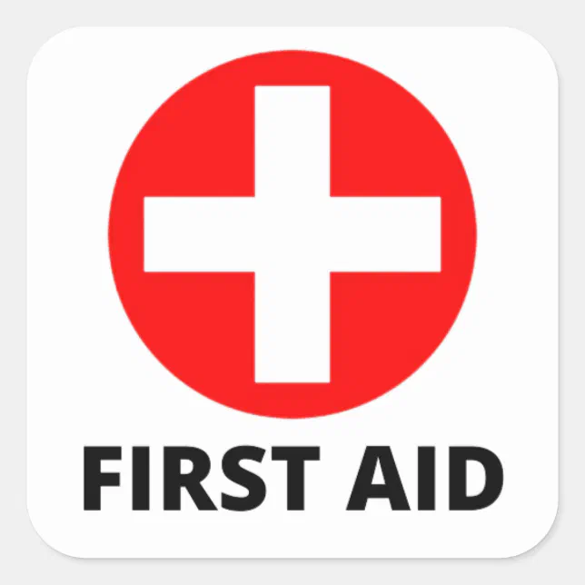 First aid kit square sticker | Zazzle