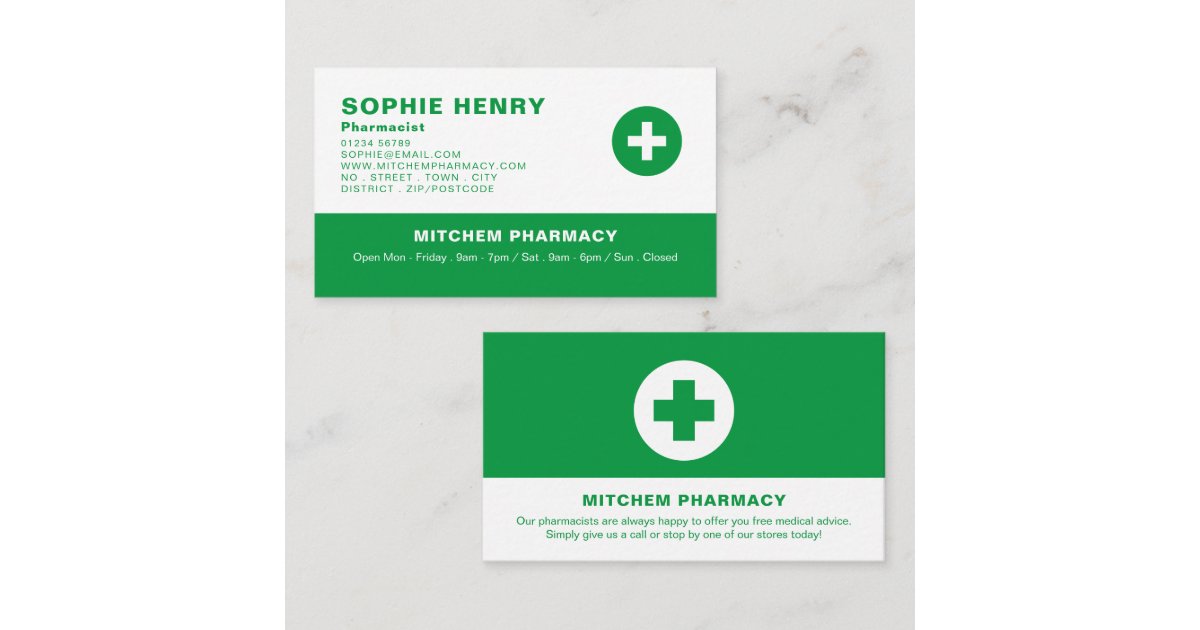 First Aid Symbol, Pharmacy, Pharmacists Business Card | Zazzle