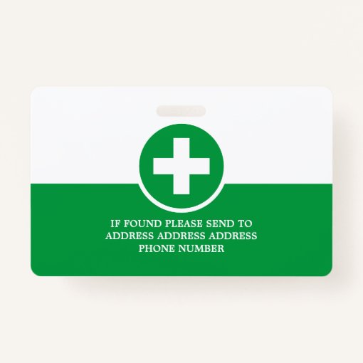 First Aid Symbol, Photo Medical ID Badge | Zazzle