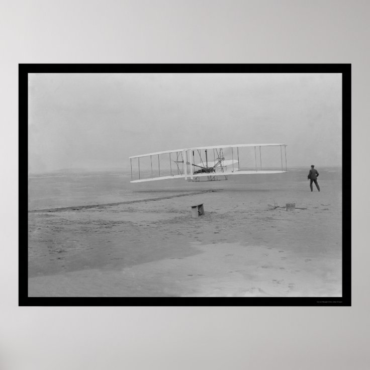First Airplane Flight, Kitty Hawk 1903 Poster | Zazzle