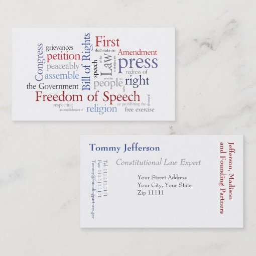 First Amendment Card for Journalist, Lawyer | Zazzle