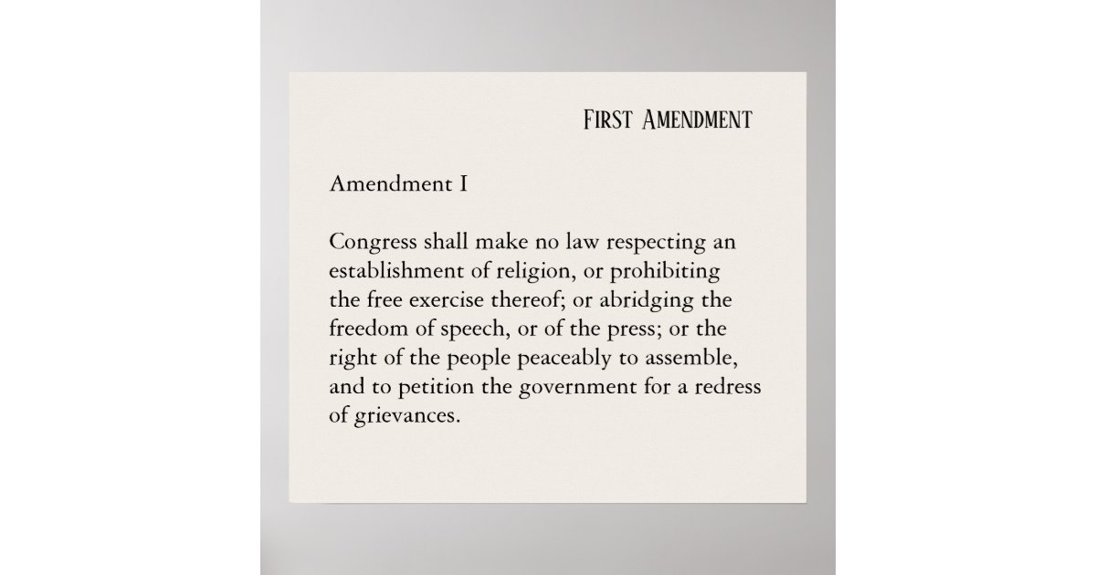 First Amendment Constitution Freedom of Speech Poster | Zazzle