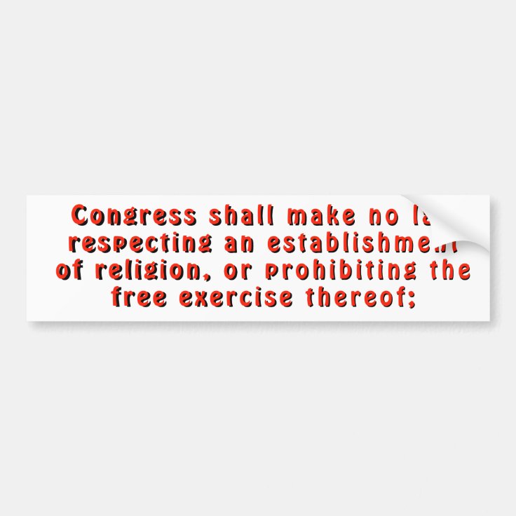 First Amendment Freedom of Religion Bumper Sticker | Zazzle