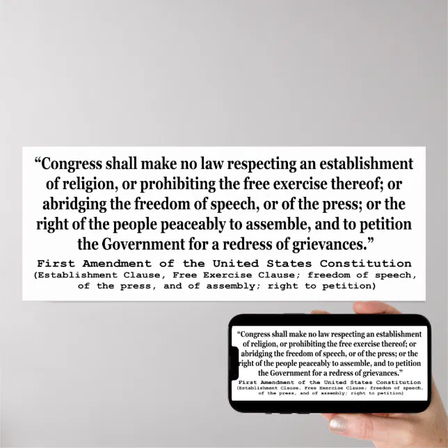First Amendment of the United States Constitution Poster | Zazzle