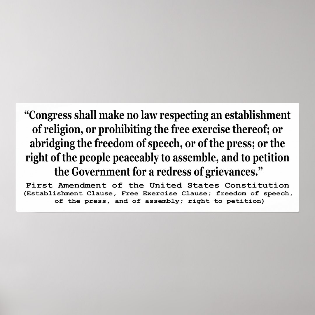First Amendment of the United States Constitution Poster | Zazzle