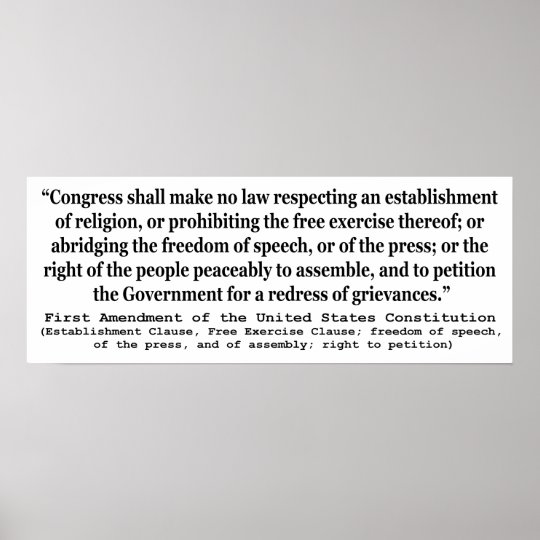 First Amendment of the United States Constitution Poster | Zazzle.com