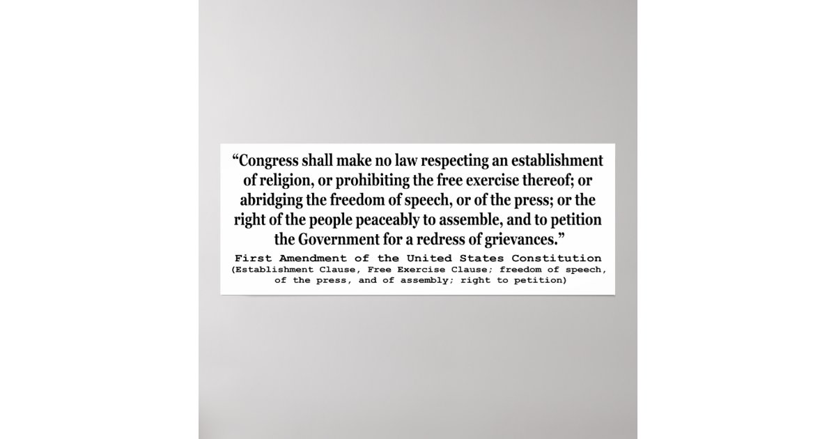First Amendment of the United States Constitution Poster | Zazzle