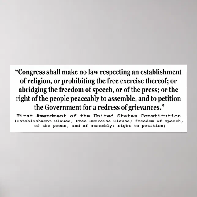 First Amendment of the United States Constitution Poster | Zazzle