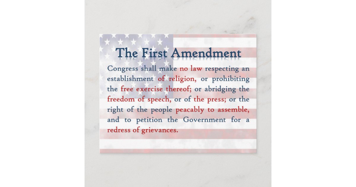 First Amendment Postcard | Zazzle