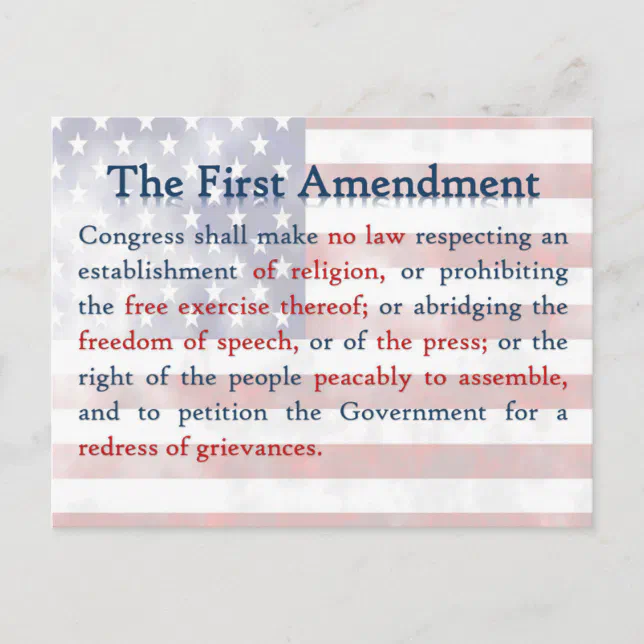 First Amendment Postcard | Zazzle