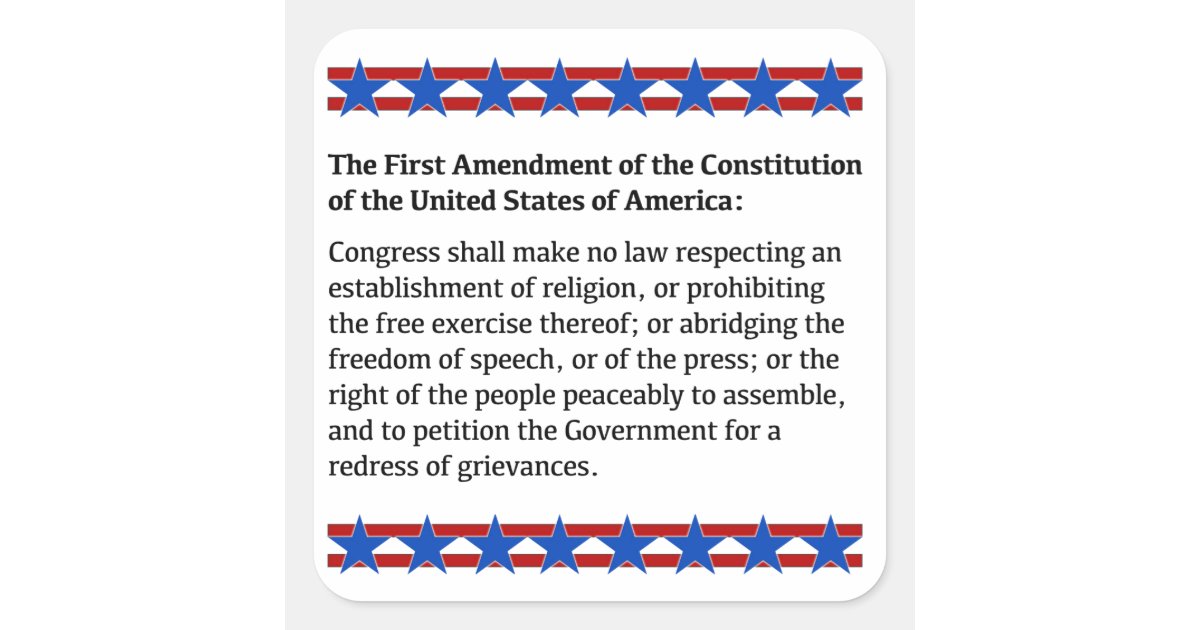 First Amendment Rights Square Sticker | Zazzle