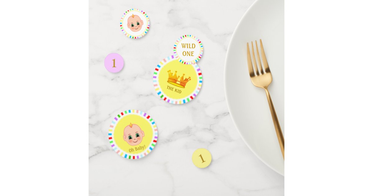 First Baby Birthday Party & Multicolored Rays Confetti | Zazzle