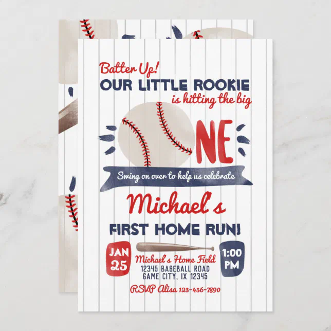 First Baseball Birthday Invitation | Zazzle