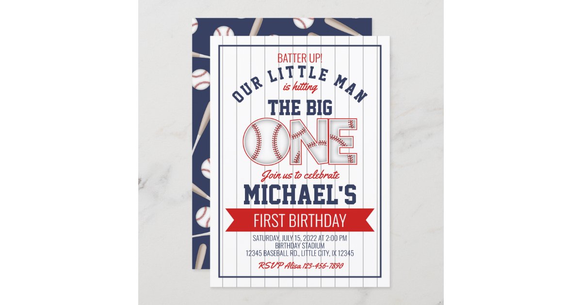 First Baseball Birthday Invitation | Zazzle