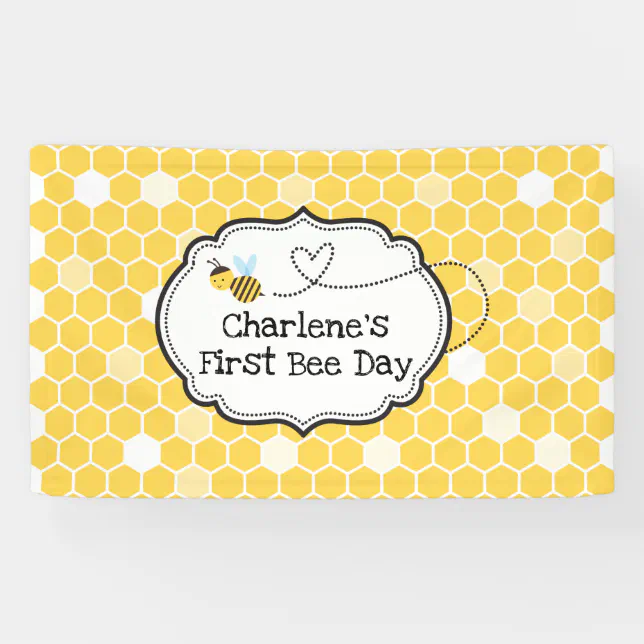 First Bee Day Birthday Backdrop Banner | Zazzle