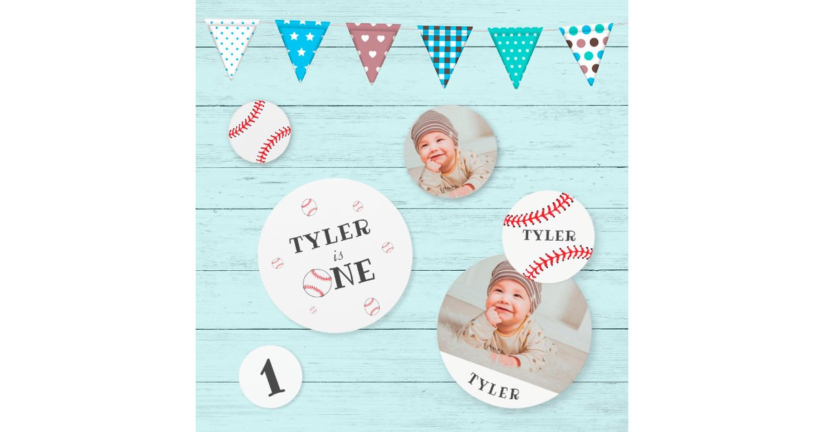 First Birthday Baseball Birthday Party Confetti | Zazzle