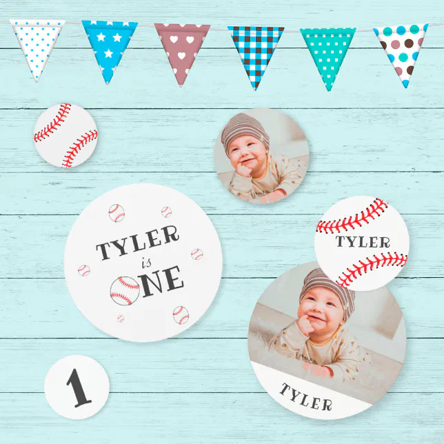 First Birthday Baseball Birthday Party Confetti | Zazzle