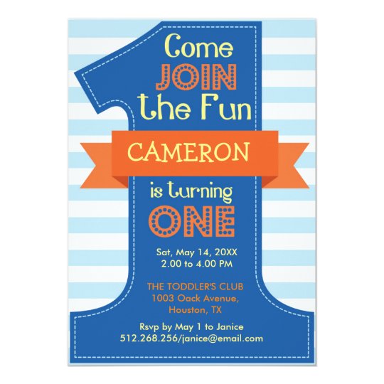 First Birthday Boy Blue Birthday Party Invitation | Zazzle.com