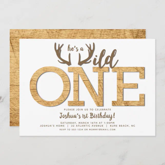 First Birthday Boy Wild One Invitation | Zazzle