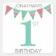 First Birthday Bunting Name Square Sticker | Zazzle
