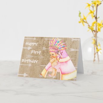 First Birthday Card for Native American Baby | Zazzle
