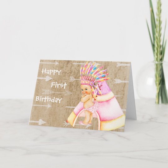 First Birthday Card for Native American Baby | Zazzle.com