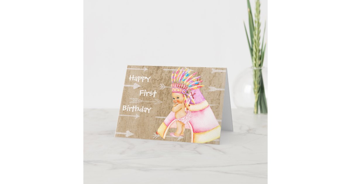 First Birthday Card for Native American Baby | Zazzle