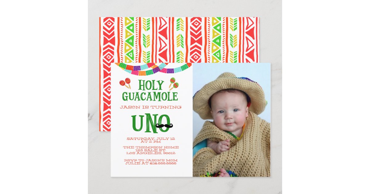 FIRST BIRTHDAY FIESTA - PHOTO INVITATION | Zazzle