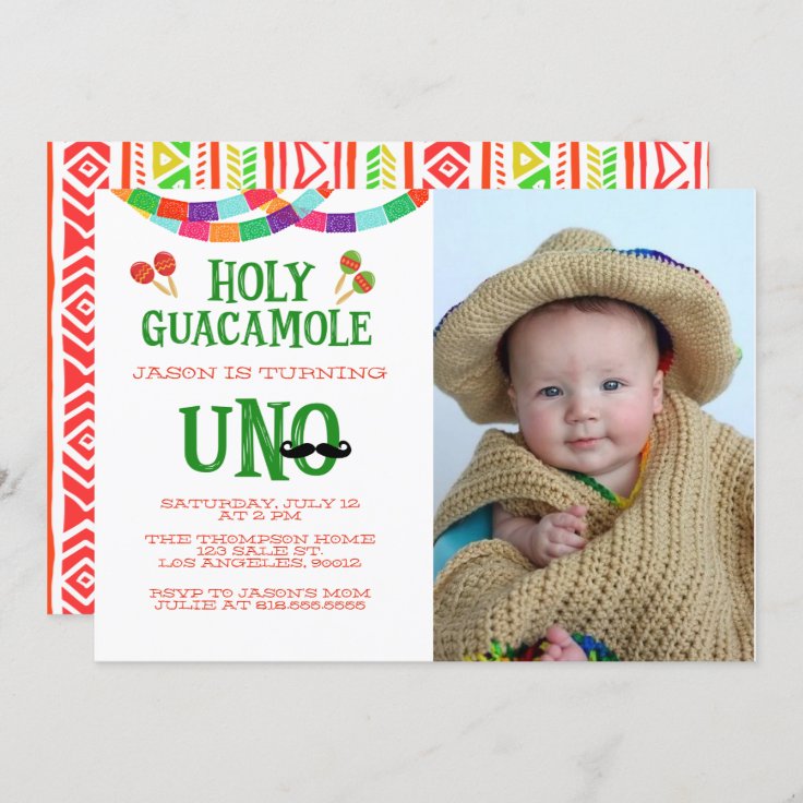 FIRST BIRTHDAY FIESTA - PHOTO INVITATION | Zazzle