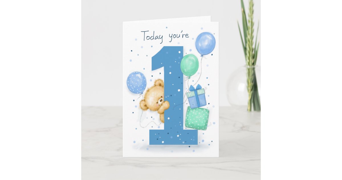 First Birthday for a boy Card | Zazzle