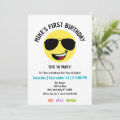 First Birthday Happy Face Aviator Sunglasses Cute Invitation | Zazzle