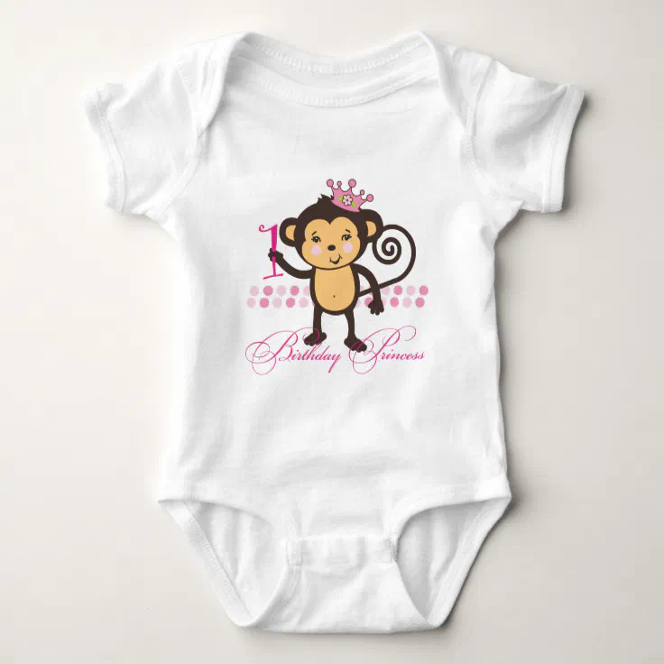 First Birthday Monkey Princess Shirt | Zazzle