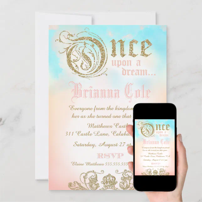 First Birthday Once Upon a Dream Princess Invitati Invitation | Zazzle