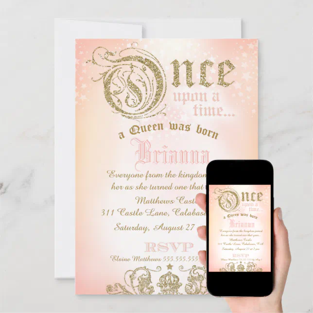 First Birthday Once Upon a Time QUEEN Invitation | Zazzle