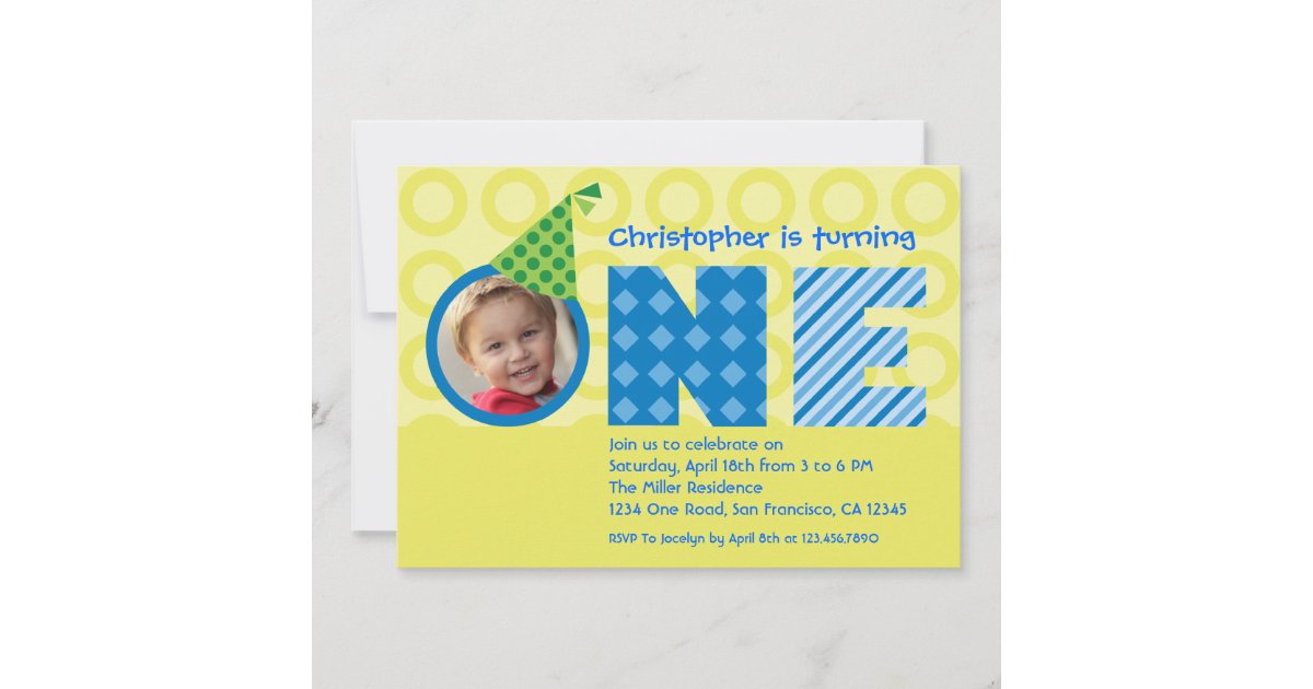 First Birthday "One" Photo Invitation | Zazzle