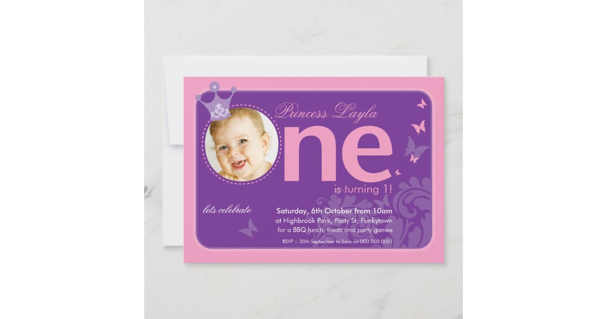FIRST BIRTHDAY PARTY INVITES :: number one 3 | Zazzle