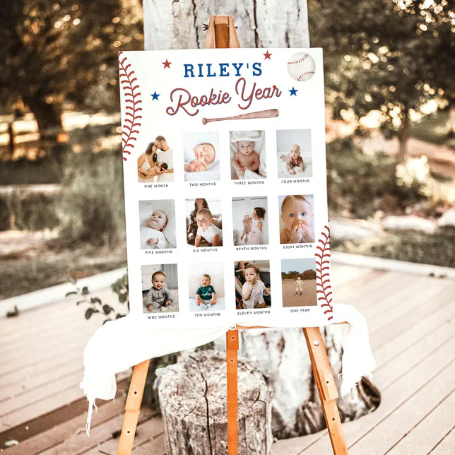 First Birthday Photo Sign | Baseball 1st Birthday | Zazzle