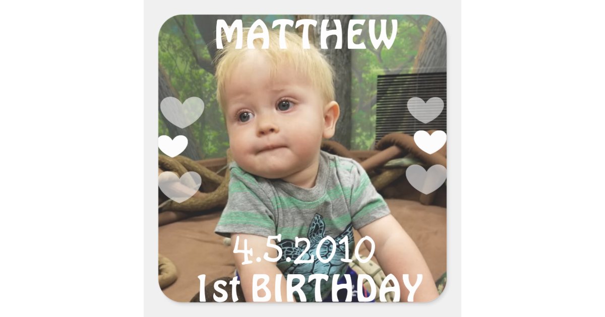 First Birthday Photo Sticker | Zazzle