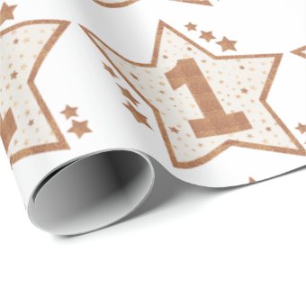 First Birthday Pink and Gold Star Wrapping Paper | Zazzle