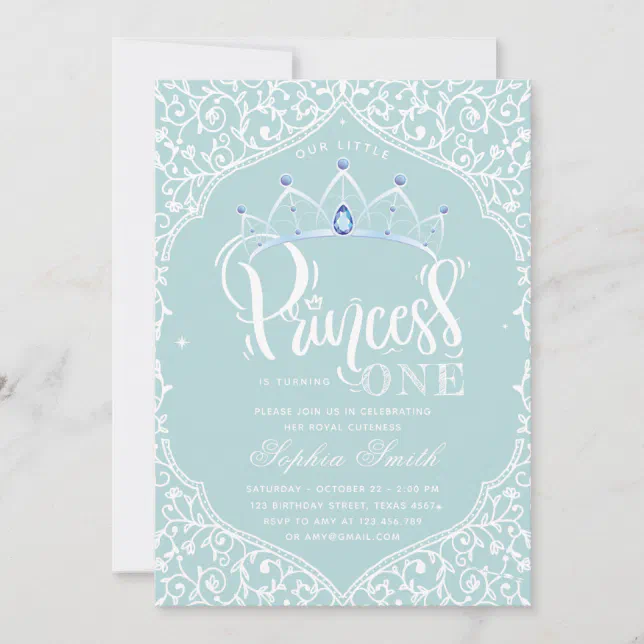 First Birthday Royal Little Princess Ornamental Invitation | Zazzle