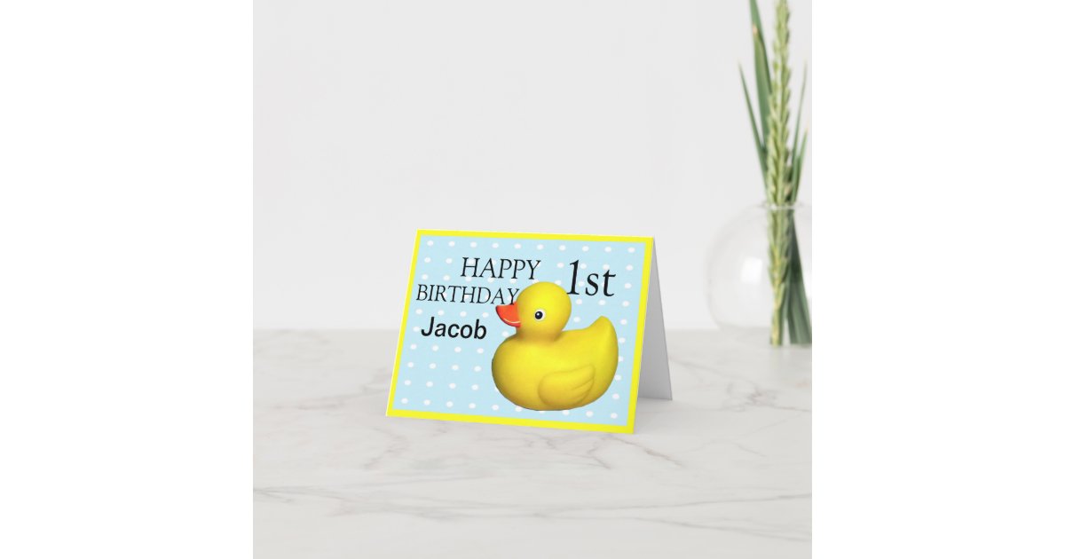 First Birthday Rubber Ducky Card | Zazzle