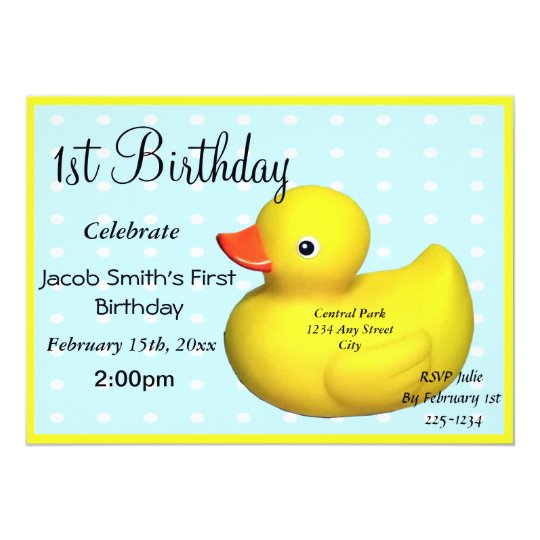 First Birthday Rubber Ducky Invitation | Zazzle.com