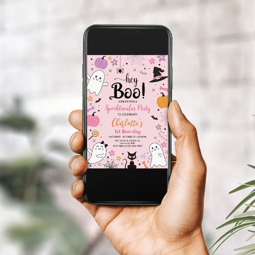 First Boo Day Pink Spooktacular Halloween Birthday Invitation | Zazzle