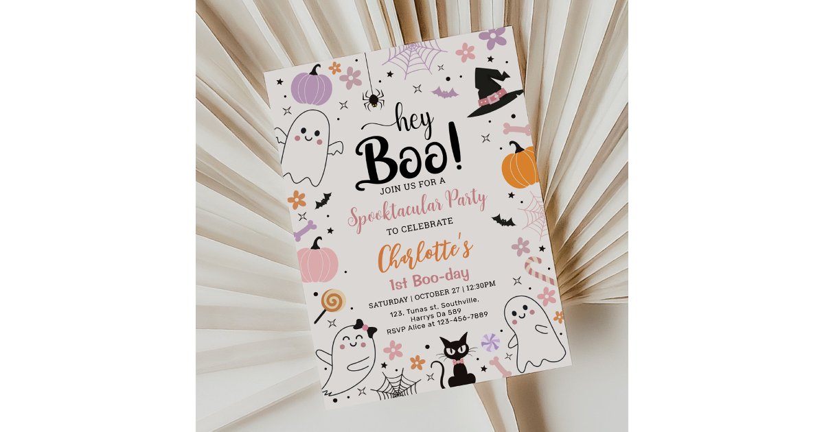 First Boo Day Spooktacular Halloween Birthday Invitation | Zazzle