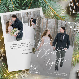 First Christmas 3 photos newlyweds wedding Holiday Card | Zazzle